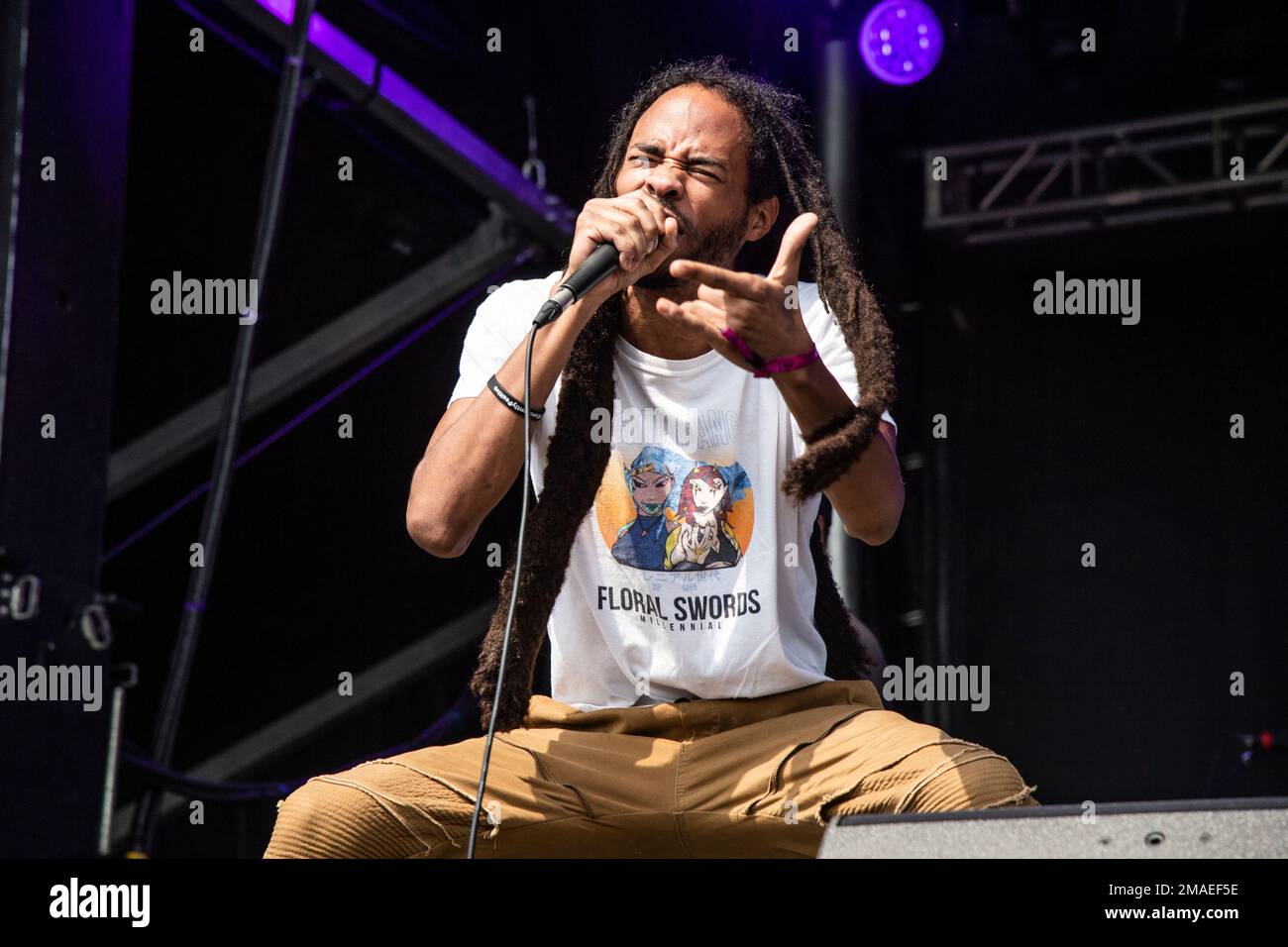 Eddie Wellz of Dropout Kings performs at the Louder Than Life Music Festival at the Kentucky ...