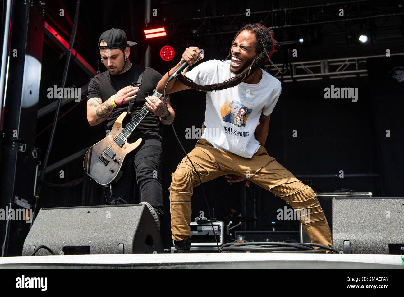 Eddie Wellz of Dropout Kings performs at the Louder Than Life Music Festival at the Kentucky ...