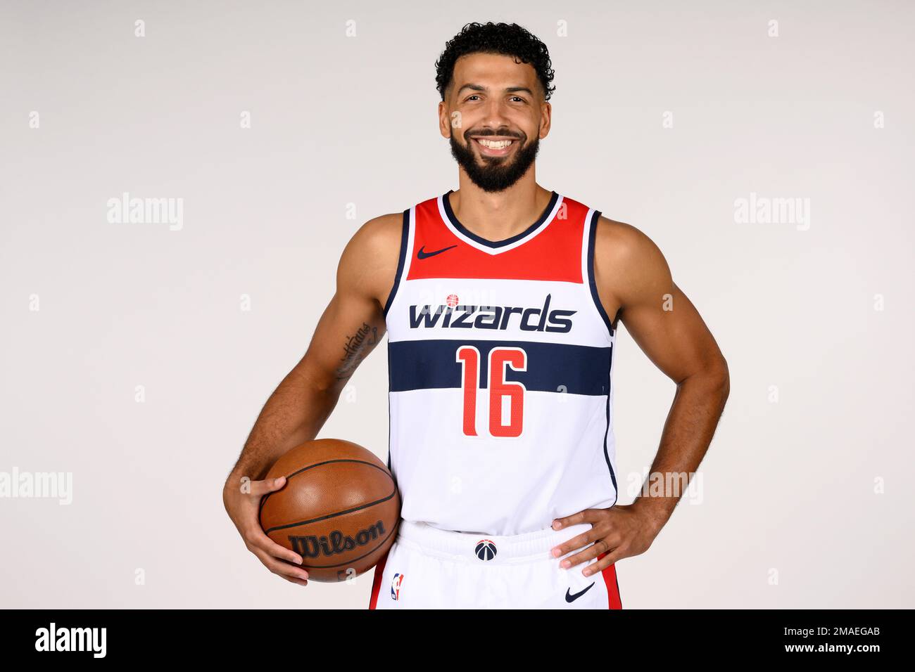 Washington Wizards forward Anthony Gill poses for a photograph during ...