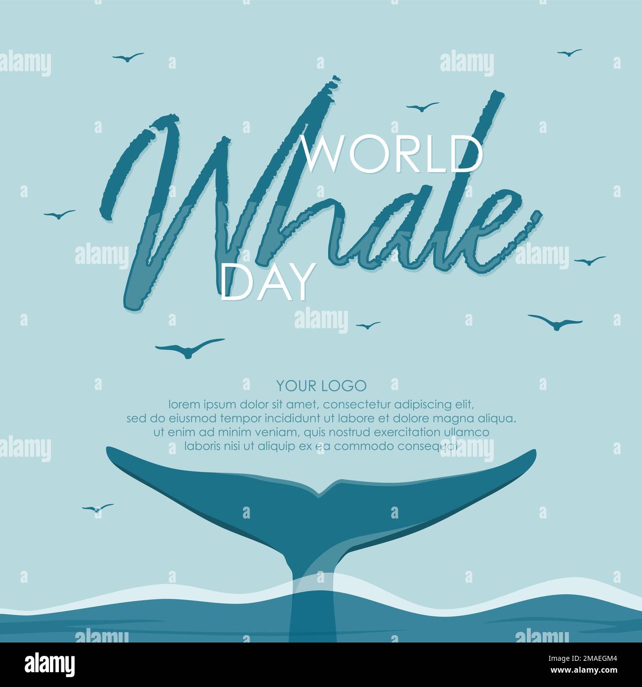 Vector Whale Tail for World Whale Day template background. Vector ...