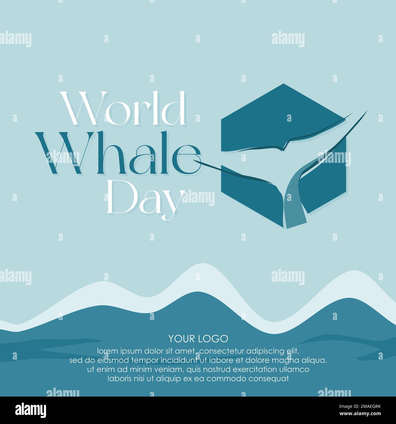 Whale Tail on hexagon shaped for World Whale Day template background ...