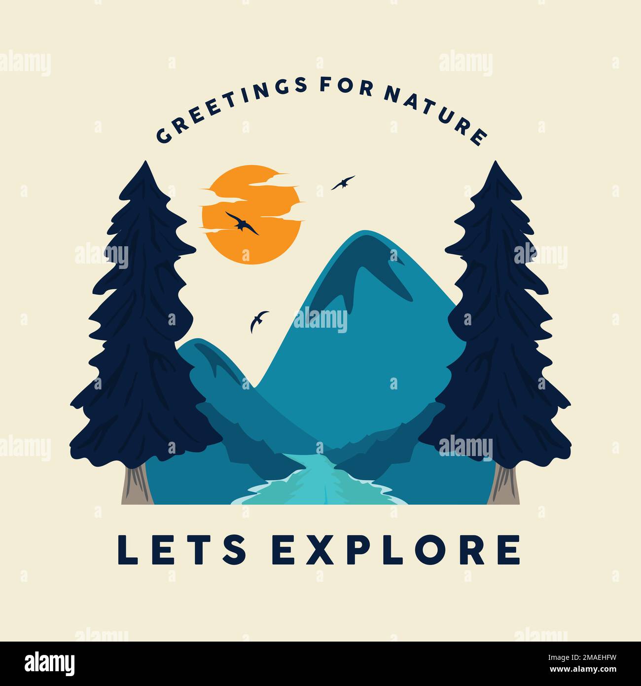 Lets Explore letter nature emblem template background. Vector ...