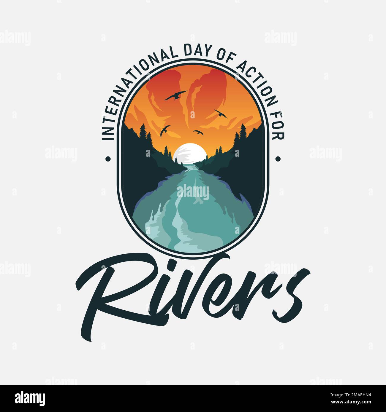 International Day Of Action For Rivers emblem template background ...