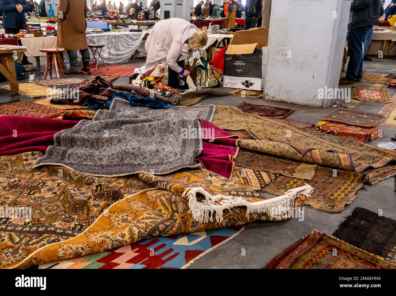 Turkish carpets sold at the flea market in istanbul used hi-res stock ...