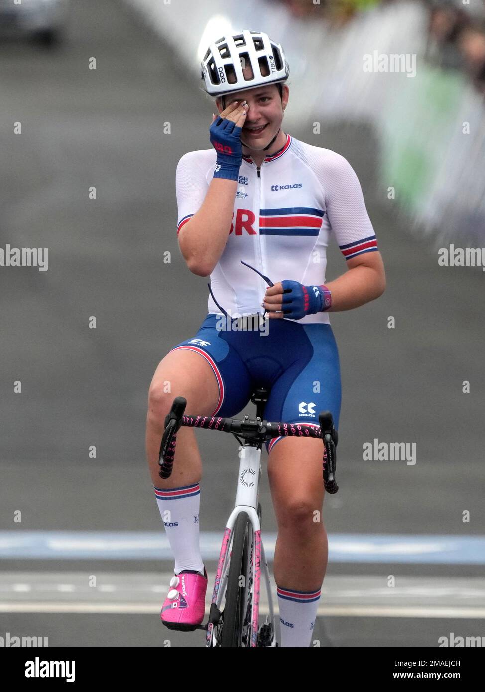 Britain's Zoe Backstedt cries after winning the junior women's road ...
