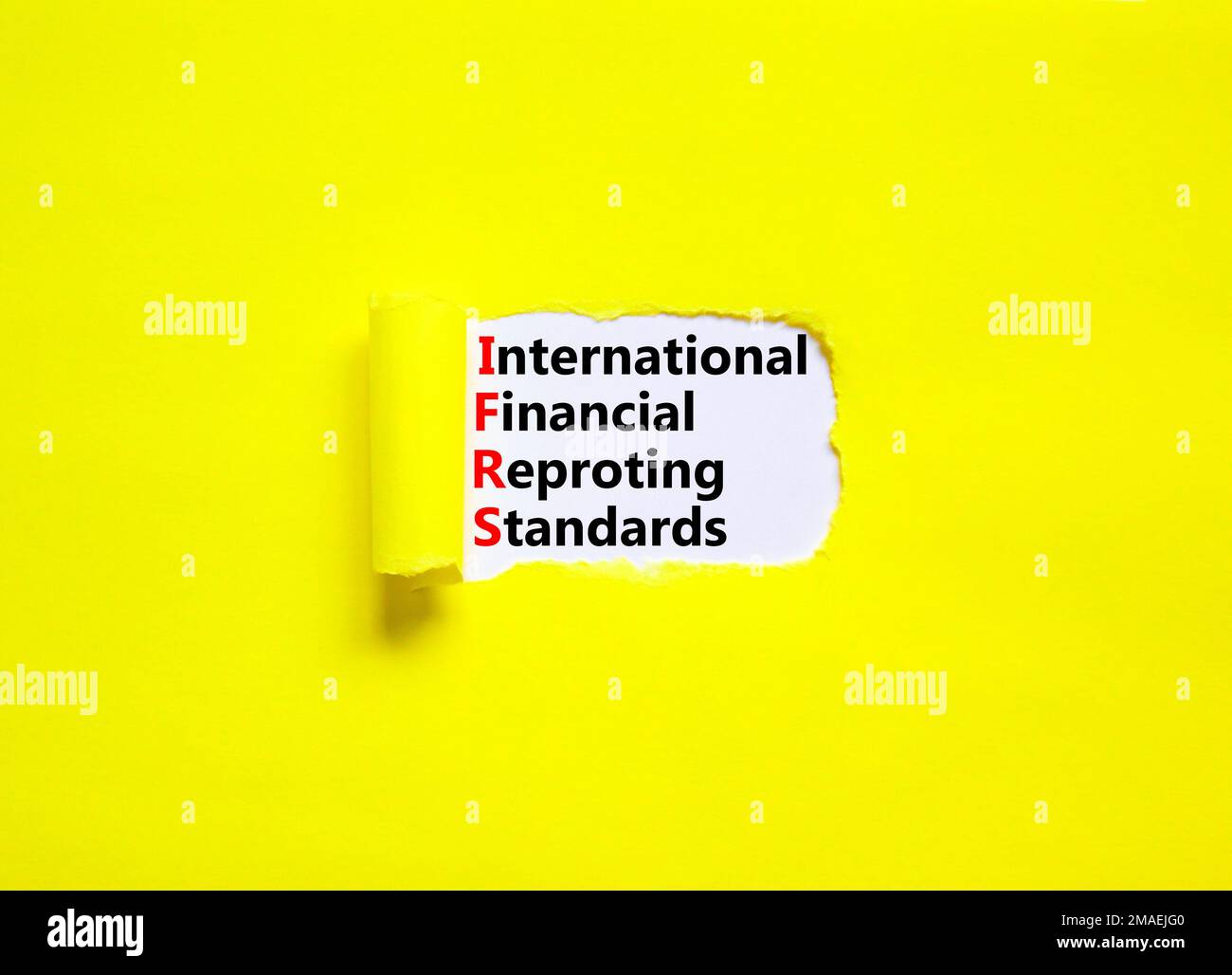 IFRS symbol. Concept words IFRS international financial reporting standards on white paper on ...