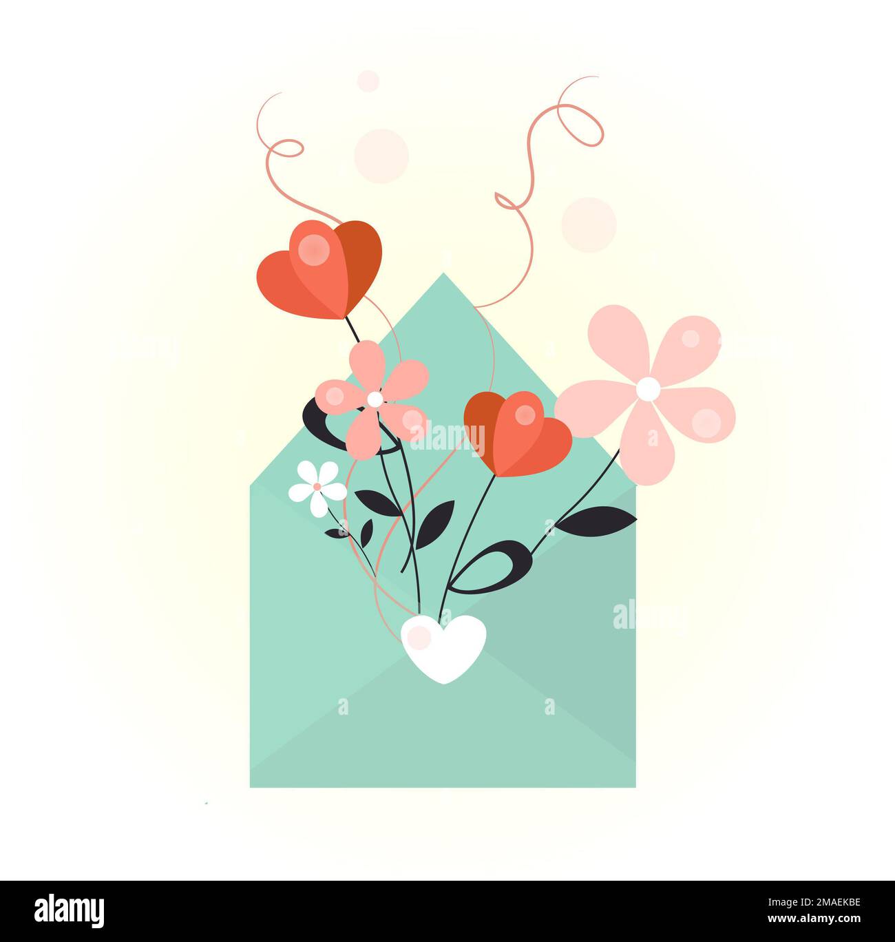 Colorful cartoon letter. Envelope with love message. St Valentine day ...
