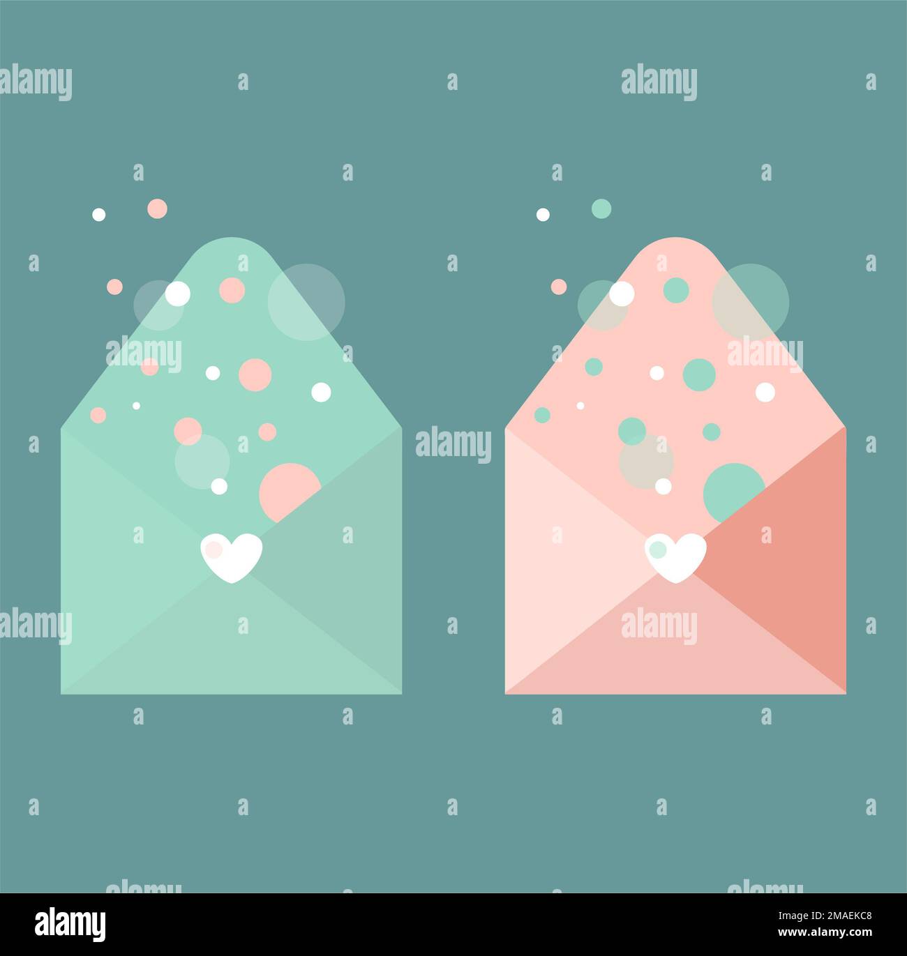 Colorful cartoon letter. Envelope with love message. St Valentine day ...