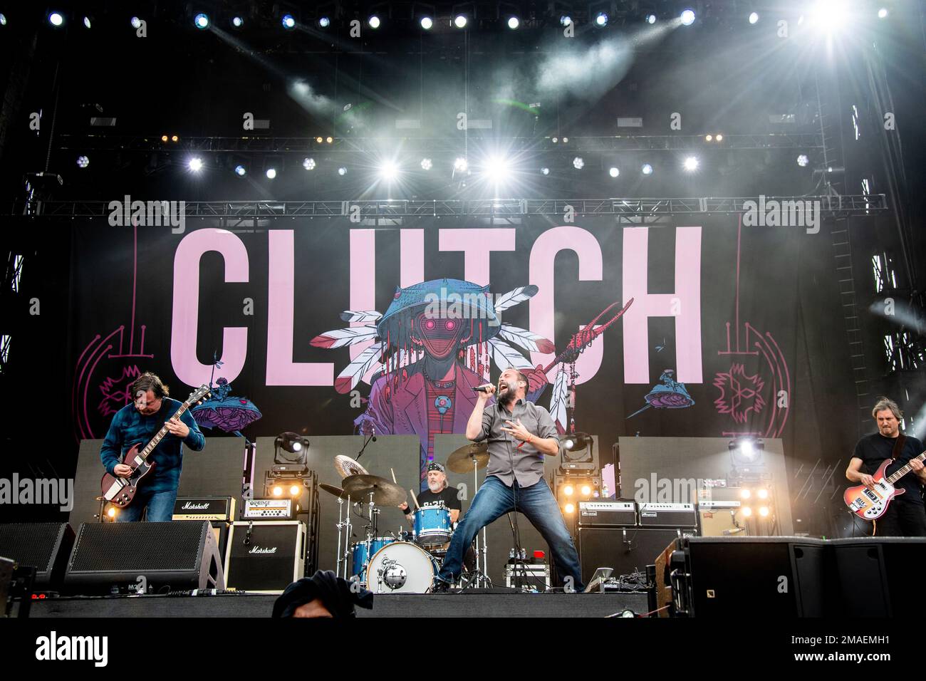 Tim Sult, left, Jean-Paul Gaster, Neil Fallon, and Dan Maines of Clutch ...