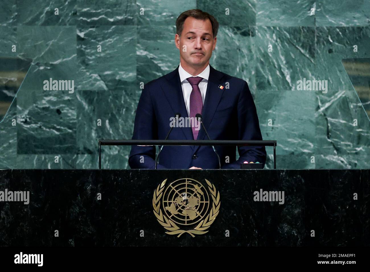 Prime Minister of Belgium Alexander de Croo addresses the 77th session ...