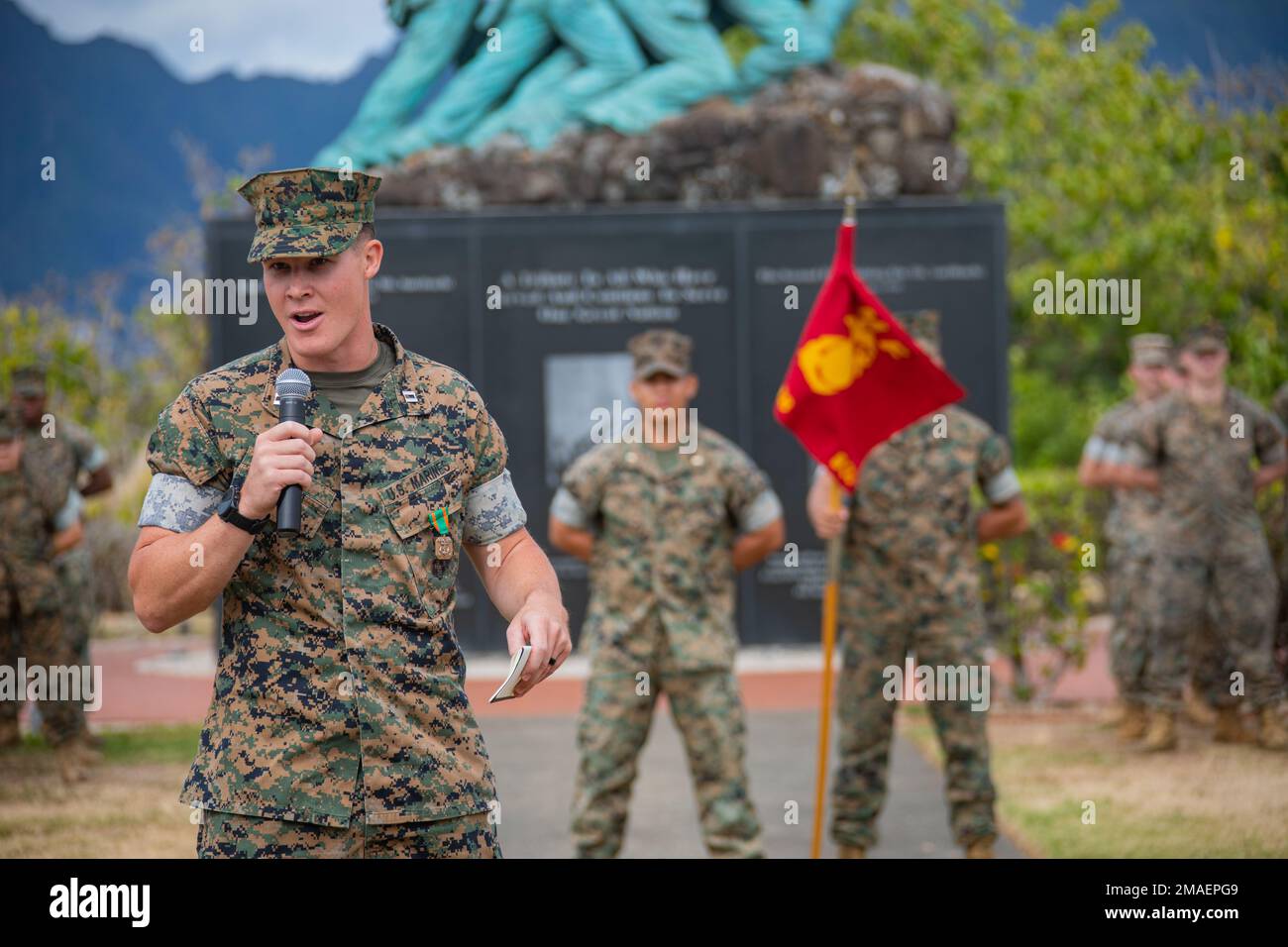 U.S. Marine Corps Capt. Nicholas Pugh, outgoing commanding officer ...