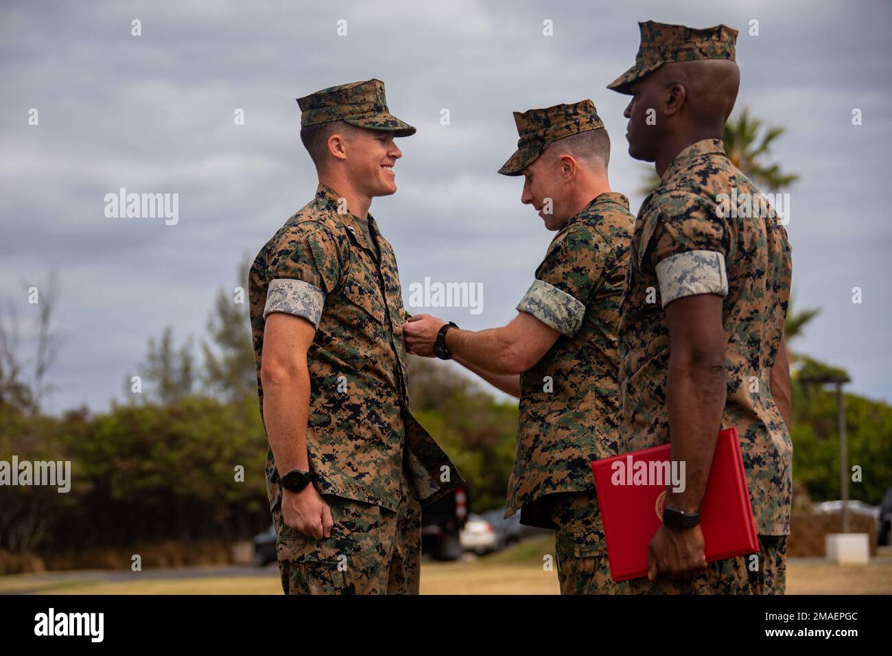 U.S. Marine Corps Capt. Nicholas Pugh, outgoing commanding officer ...
