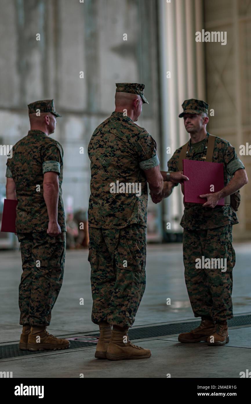 U.S. Marine Corps Lt. Col. Brian Psolka, the outgoing commanding ...