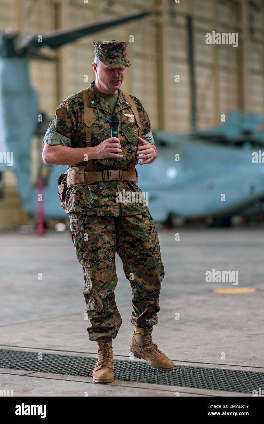 U.S. Marine Corps Lt. Col. Jason Laird, the incoming commanding officer ...