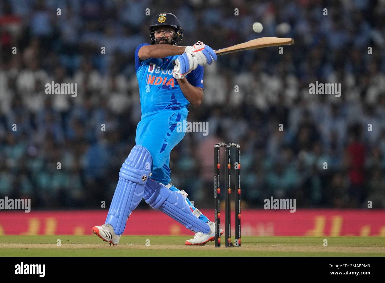 India's captain Rohit Sharma bats during the second T20 cricket match ...