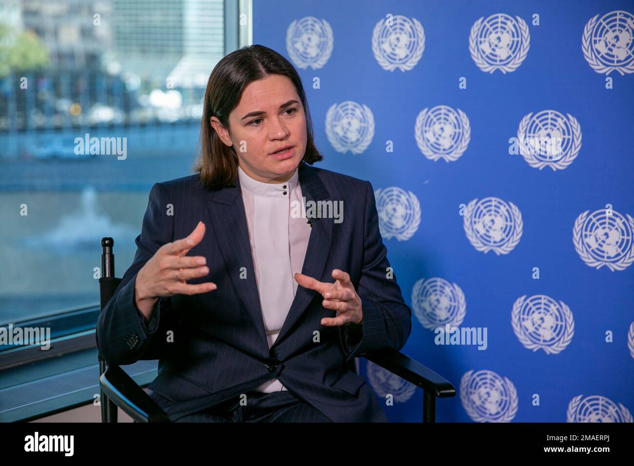 The exiled leader of the opposition Belarusian democratic movement ...