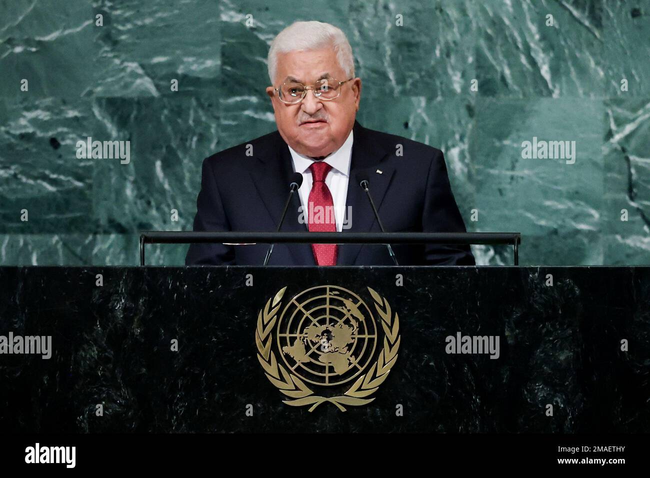 Palestinian President Mahmoud Abbas addresses the 77th session of the ...