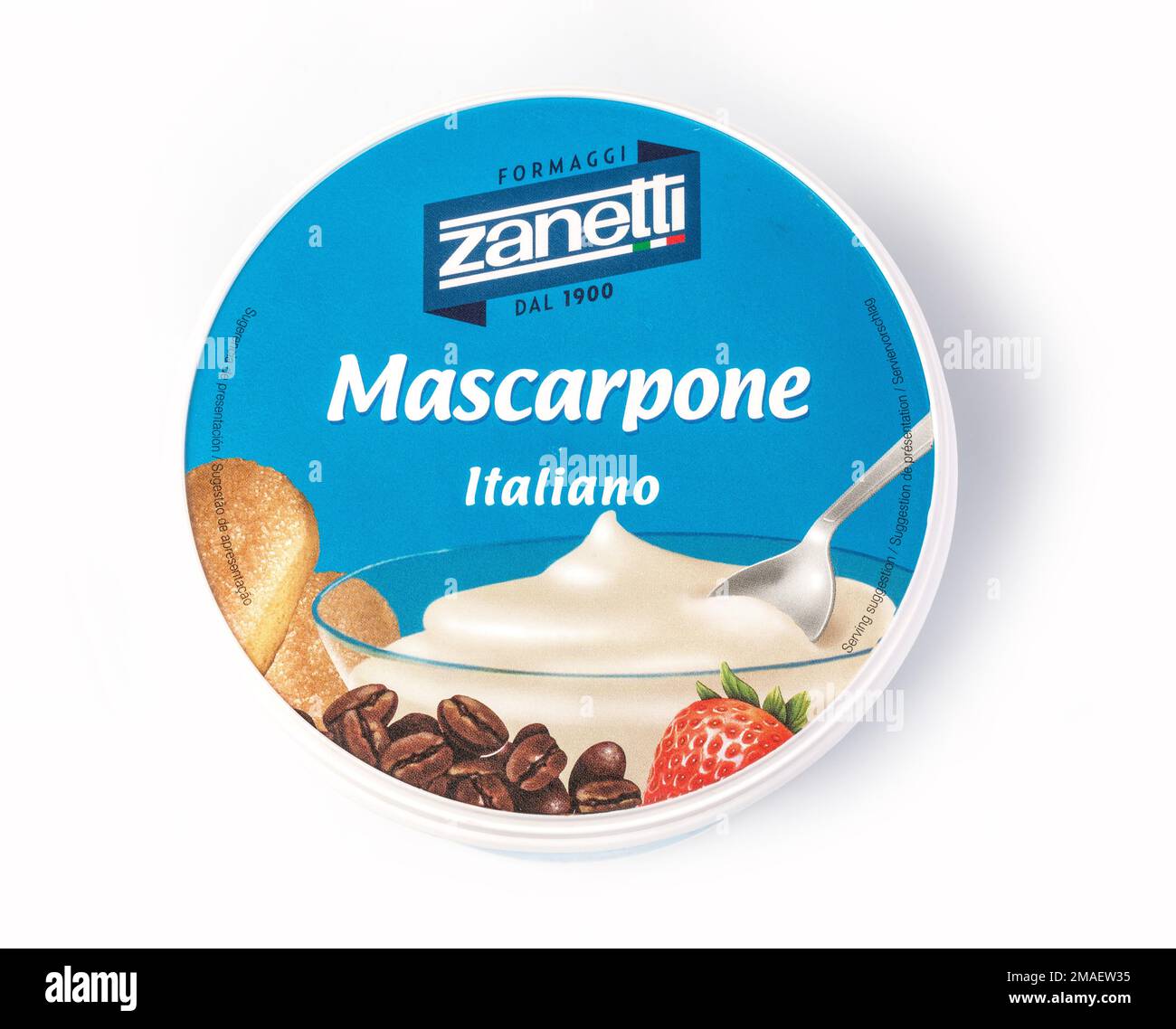 Chisinau, Moldova June 10, 2017: Mascarpone package isolated on white ...