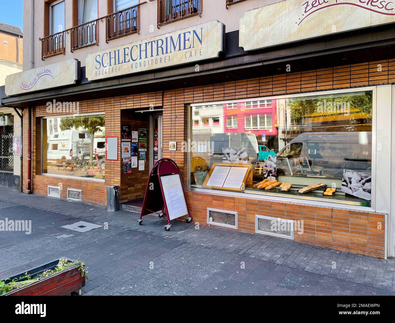 Bread items are displayed in the windows of the family bakery of ...