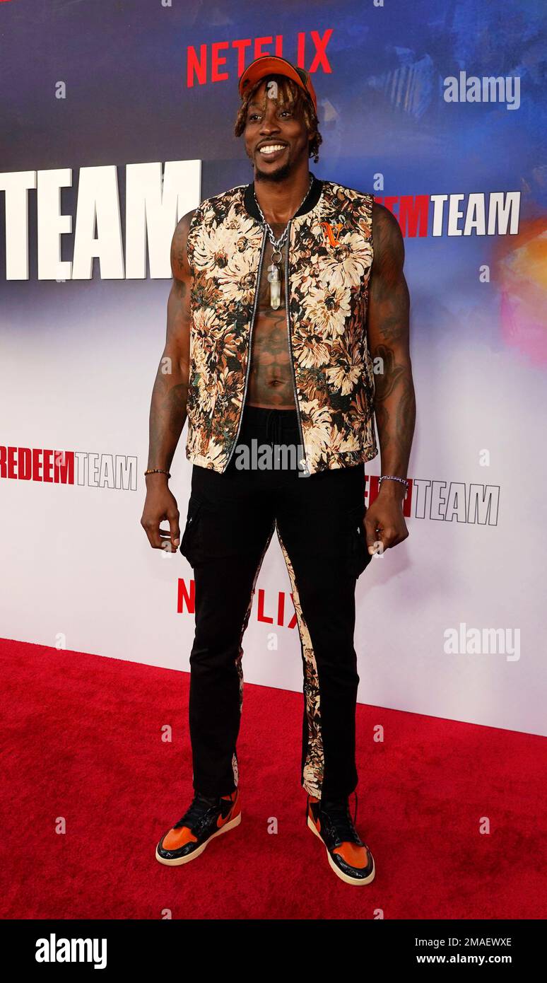 Dwight Howard poses at a special screening of the Netflix documentary ...