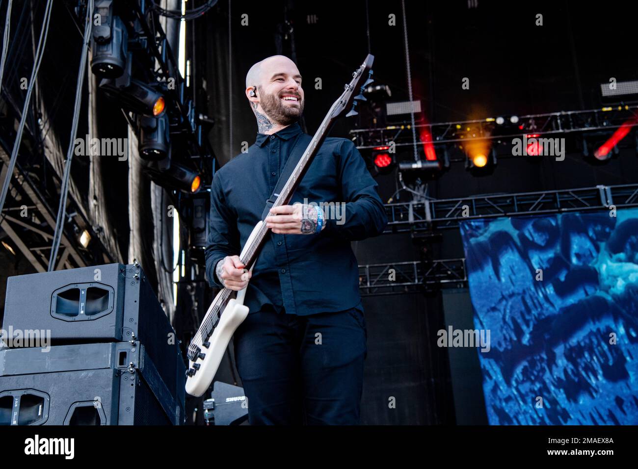 Josh Gilbert of Spiritbox performs at the Louder Than Life Music ...