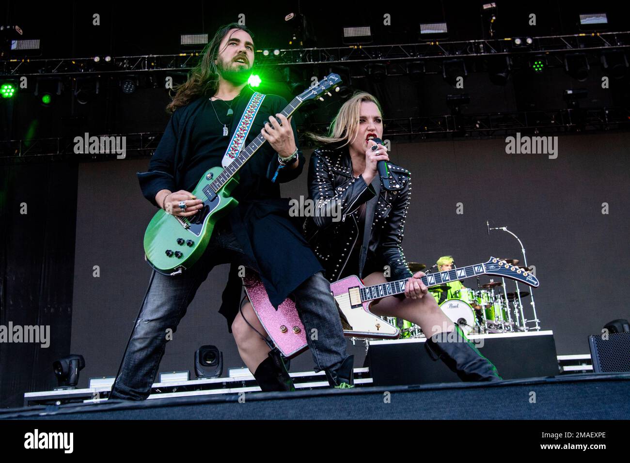 Joe Hottinger, left, and Lzzy Hale of Halestorm perform at the Louder ...