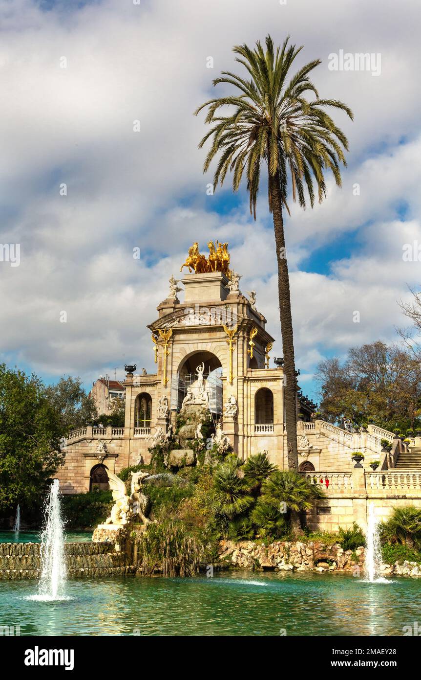 BARCELONA, SPAIN, December, 14,2018: cascada monumental fountain in the ...