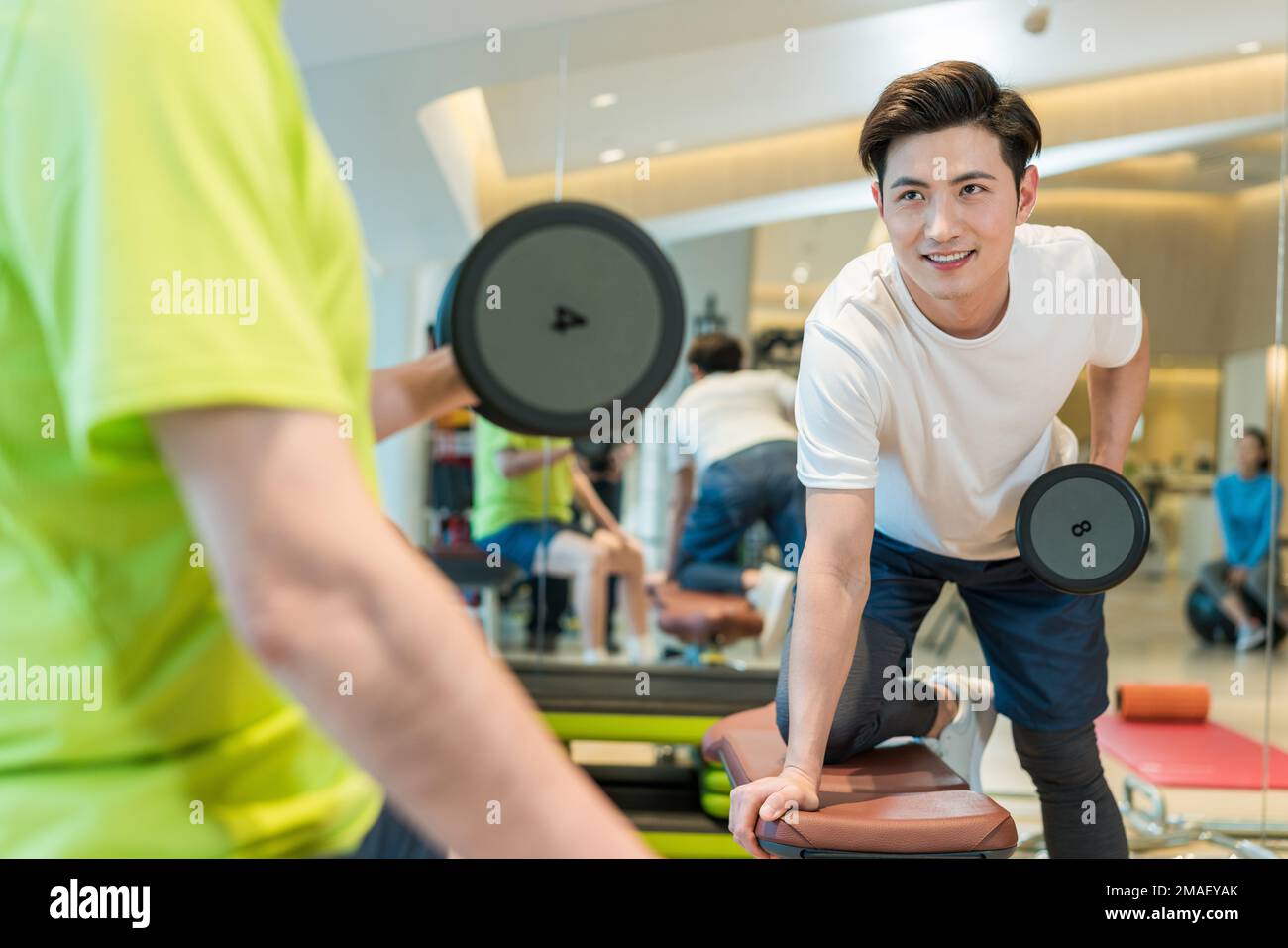 Father and son in the gym Stock Photo - Alamy