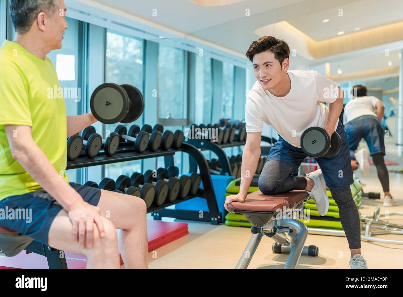 Father and son in the gym Stock Photo - Alamy