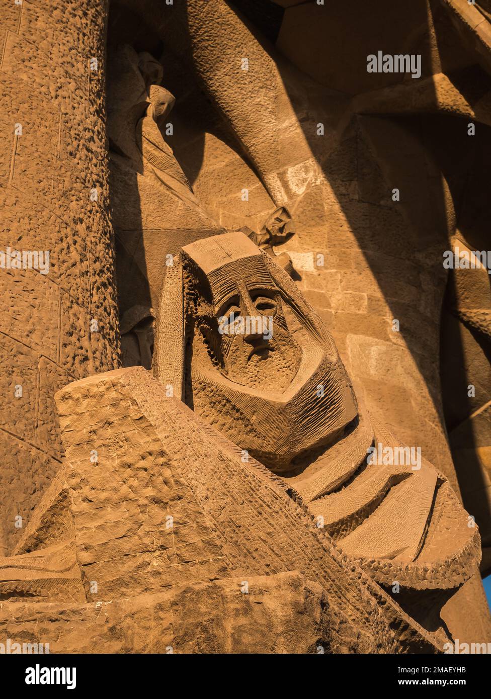 Sad statue in Sagrada Familia, Barcelona, Spain Stock Photo - Alamy