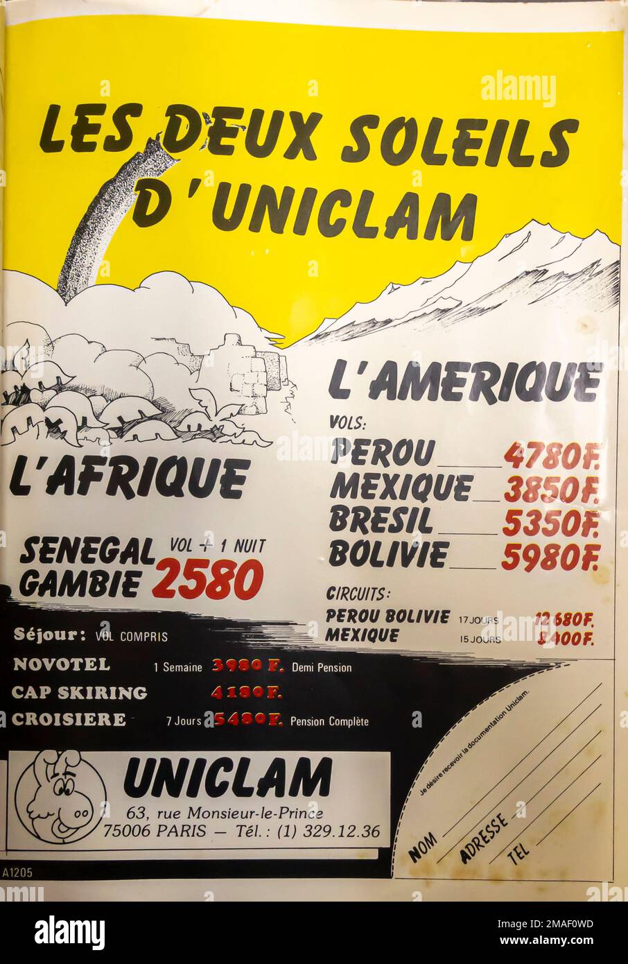 Uniclam travel agency advertising traveling to Africa and America with ...