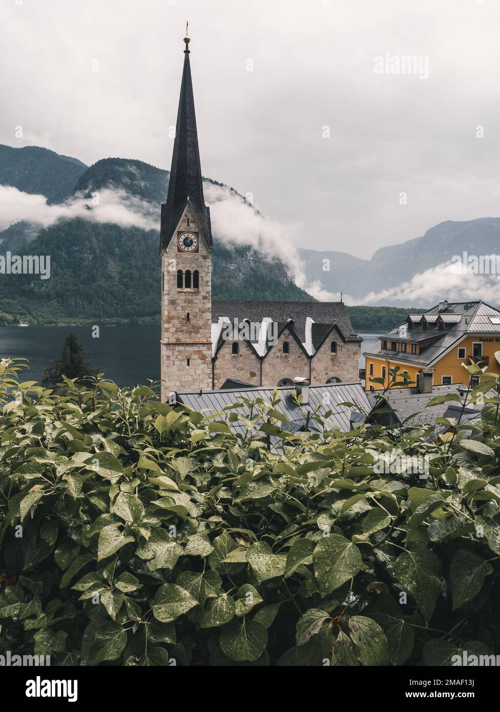 Hallstatt with church hi-res stock photography and images - Alamy