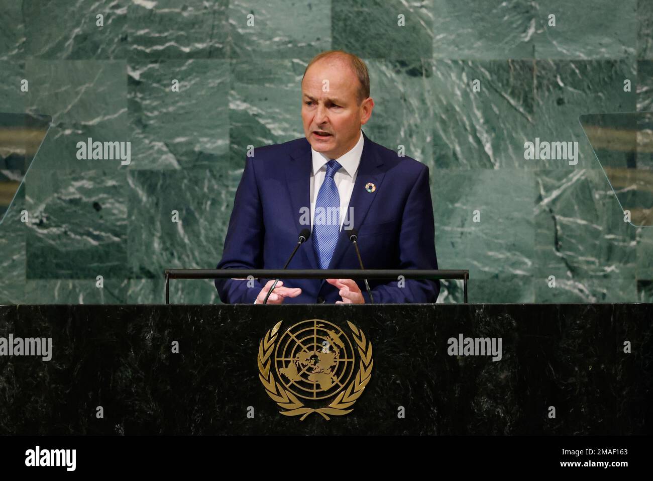 Prime Minister of Ireland Micheal Martin addresses the 77th session of ...