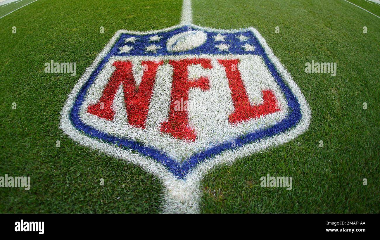 This is the NFL logo painted on the field at FirstEnergy Stadium before ...