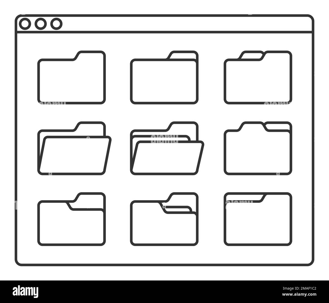 desktop interface window with folders line icon isolated simple ui vector flat illustration ...