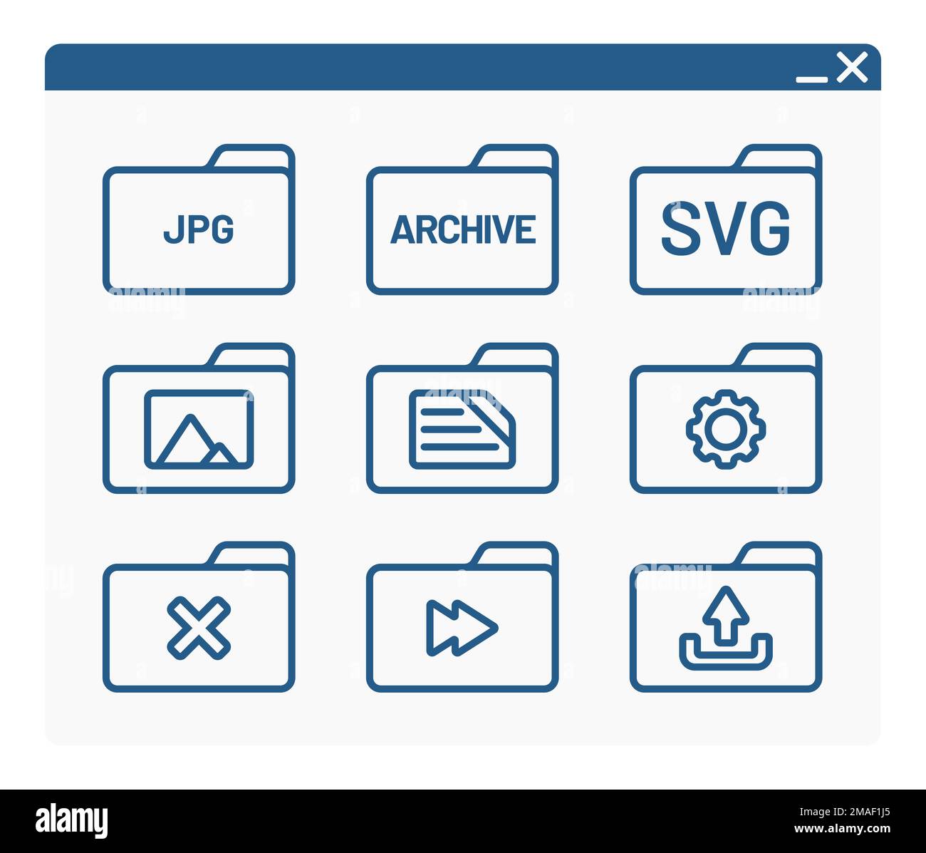 desktop interface window with folders line icon isolated simple ui vector flat illustration ...