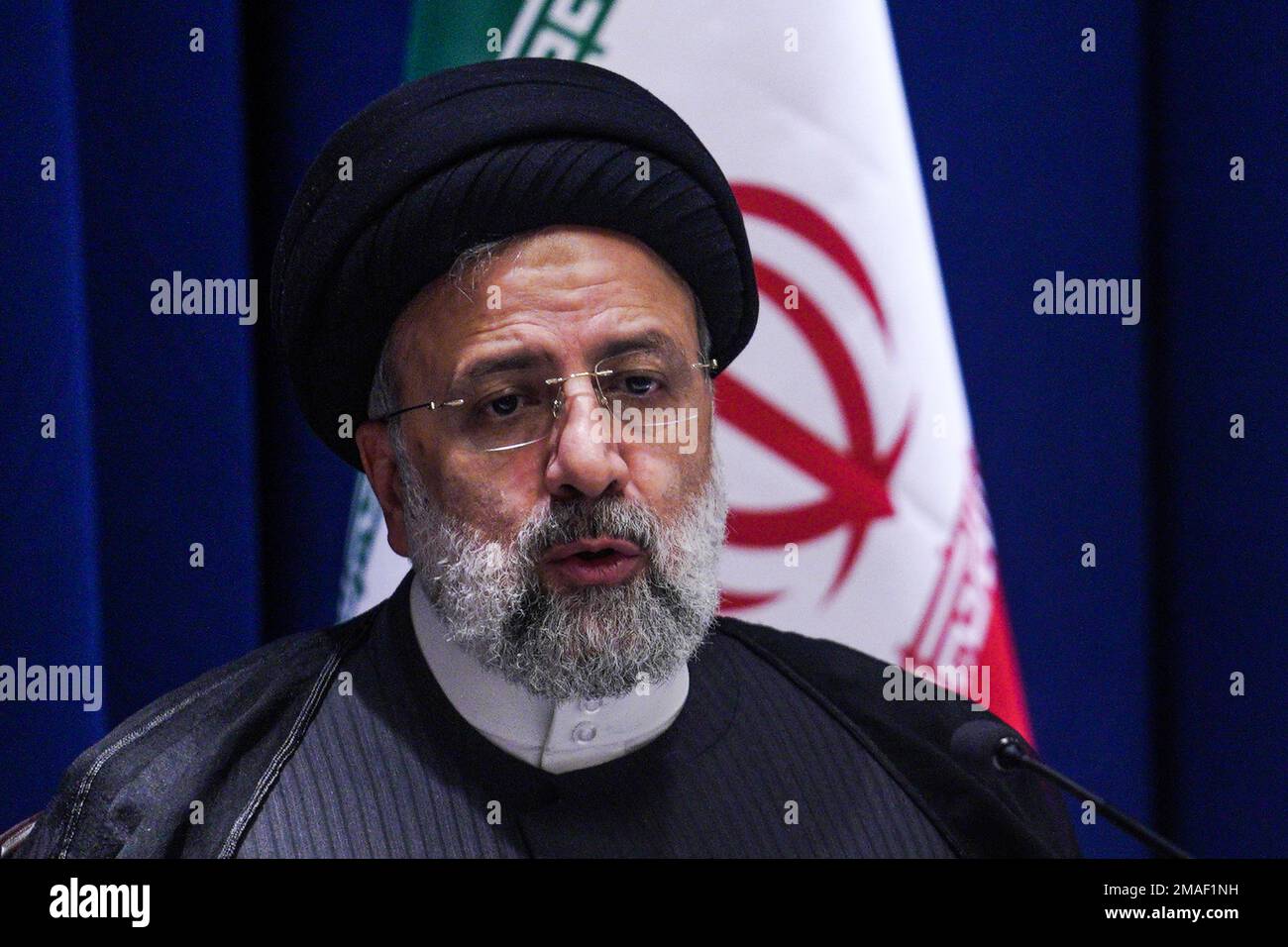 Iran President Ebrahim Raisi speaks at a press conference, during his ...