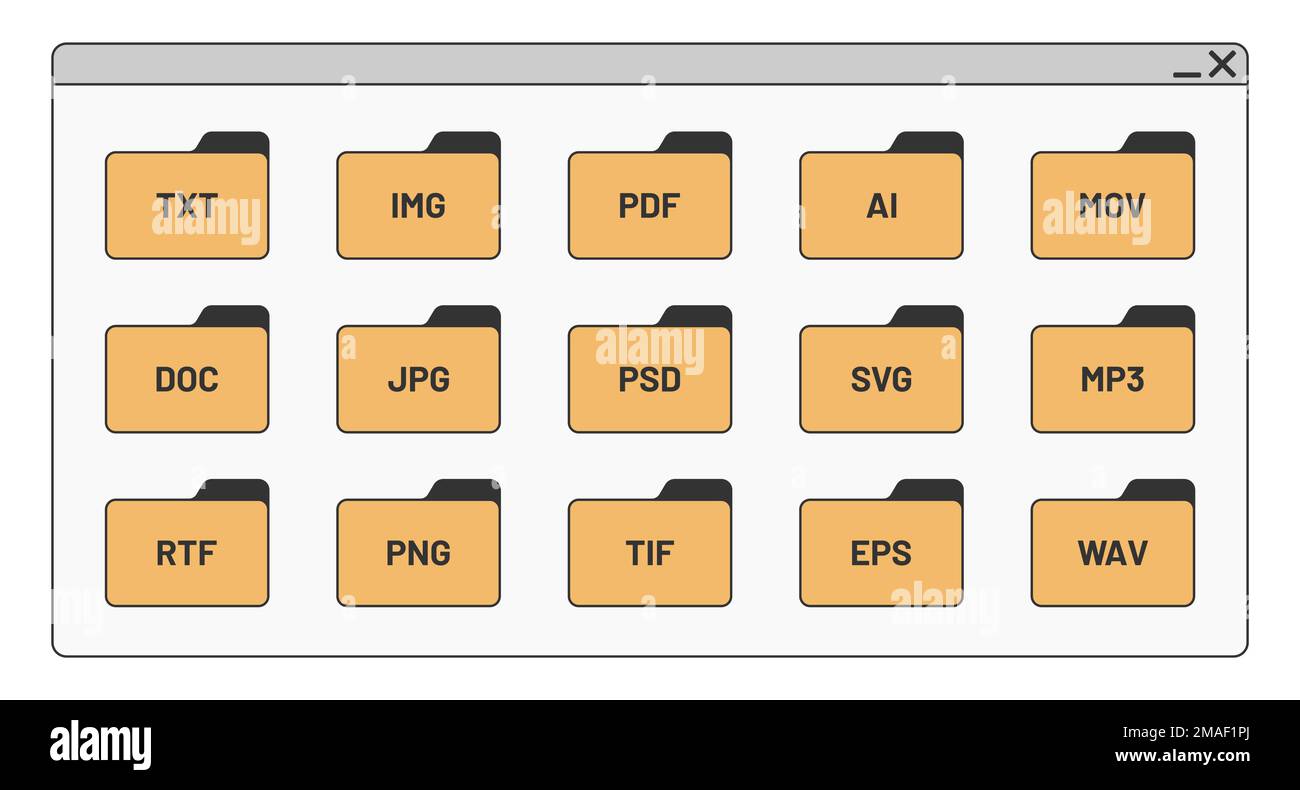 desktop interface window with folders file format shape icon isolated simple ui vector flat ...