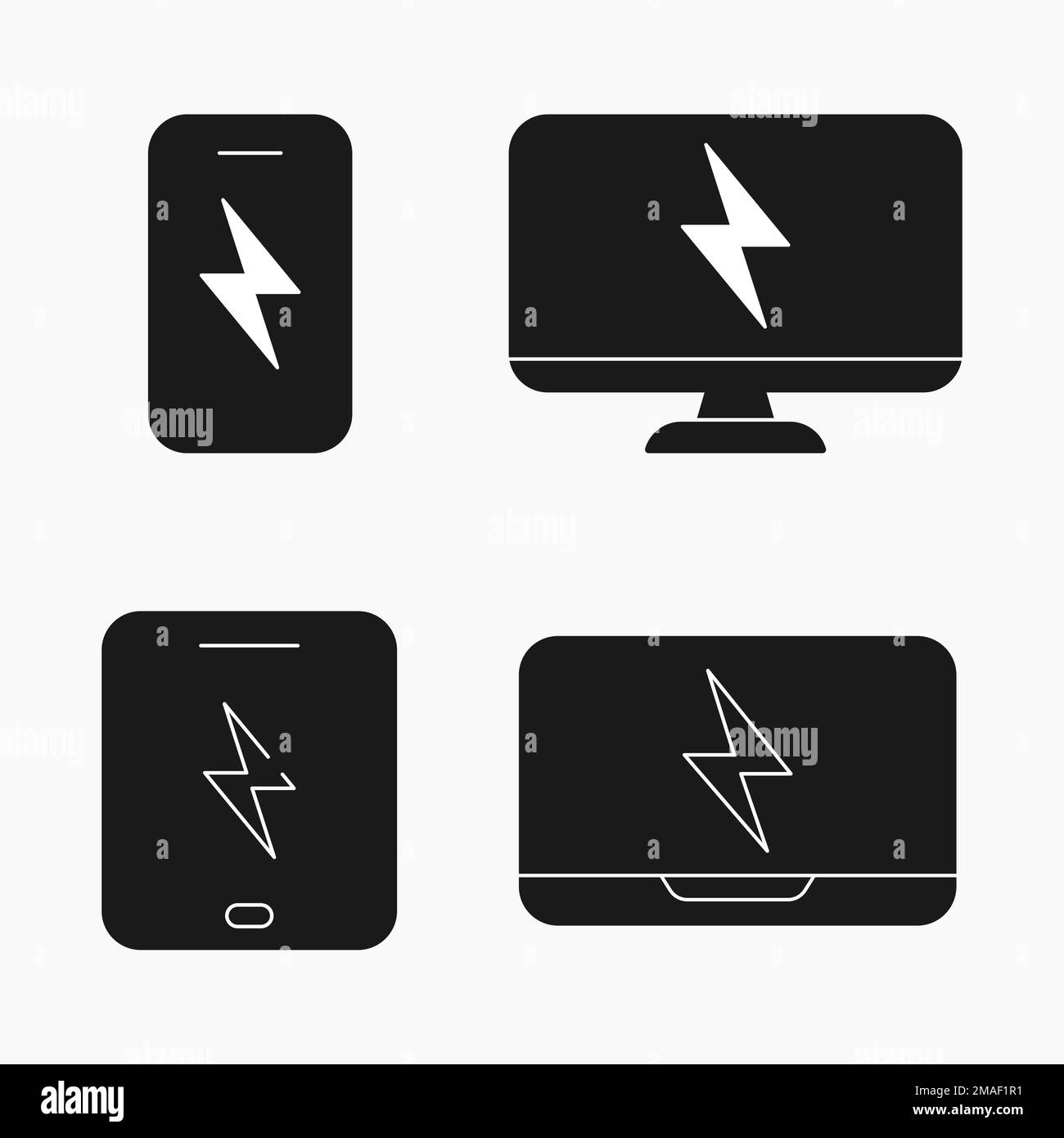 laptop pc smartphone tablet charging shape icon vector flat ...