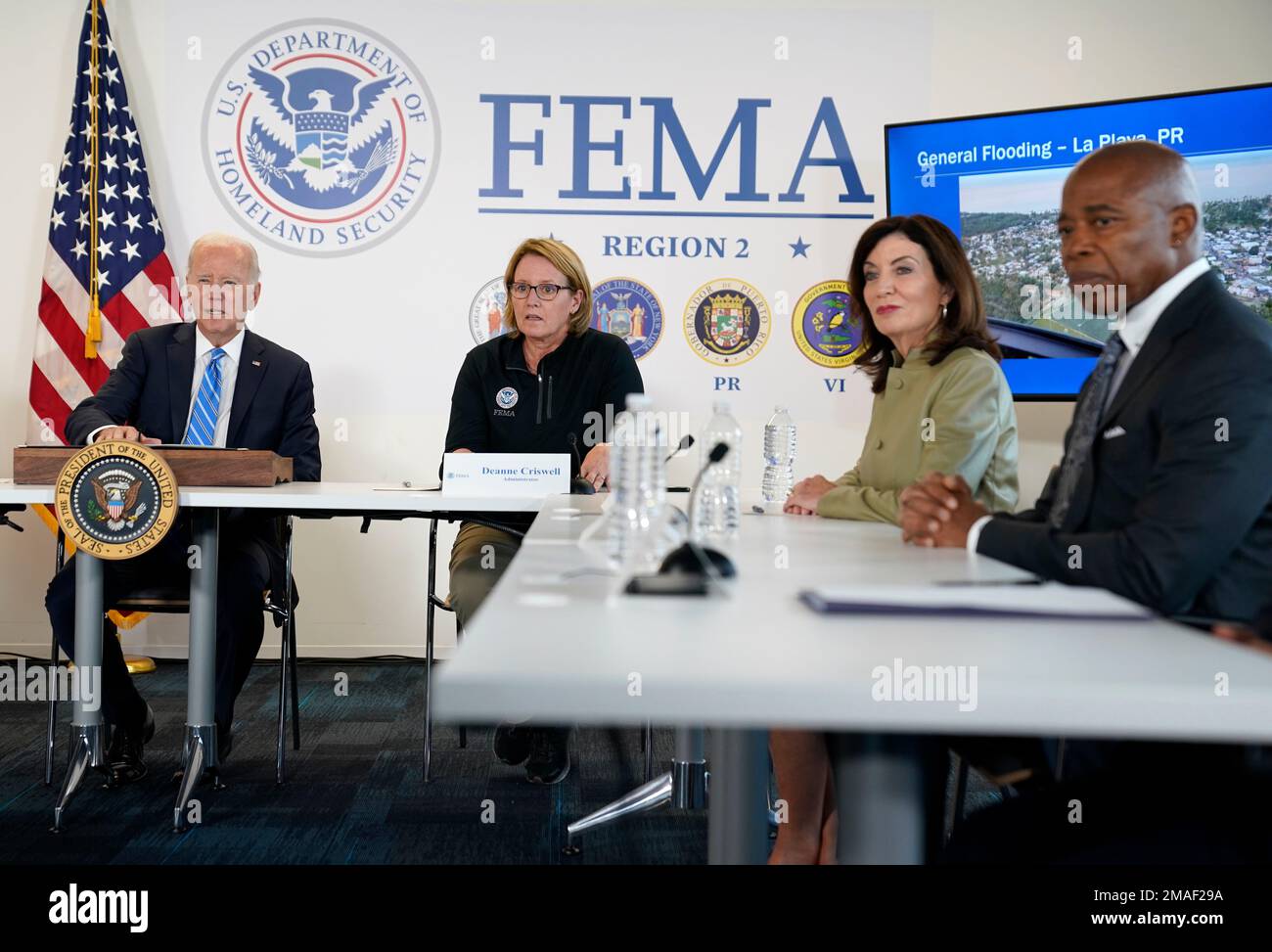 From left, President Joe Biden, Federal Emergency Management Agency ...