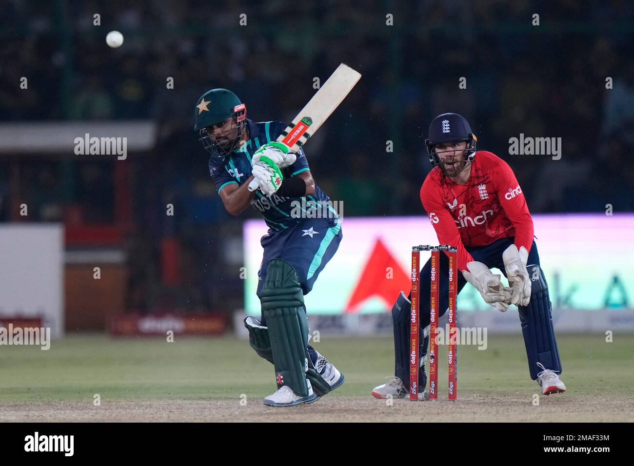 Pakistan's captain Babar Azam plays a shot during the second T20 ...