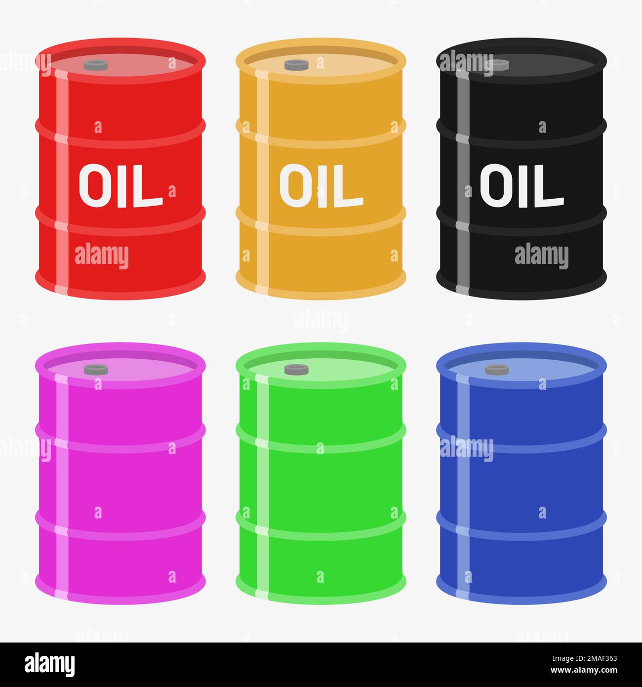 metal color oil barrel set vector flat illustration Stock Vector Image ...