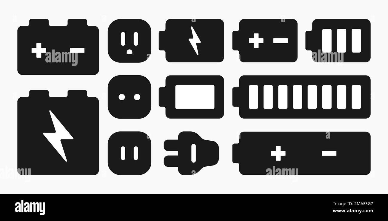 battery power outlet plug shape icon set vector flat illustration Stock ...