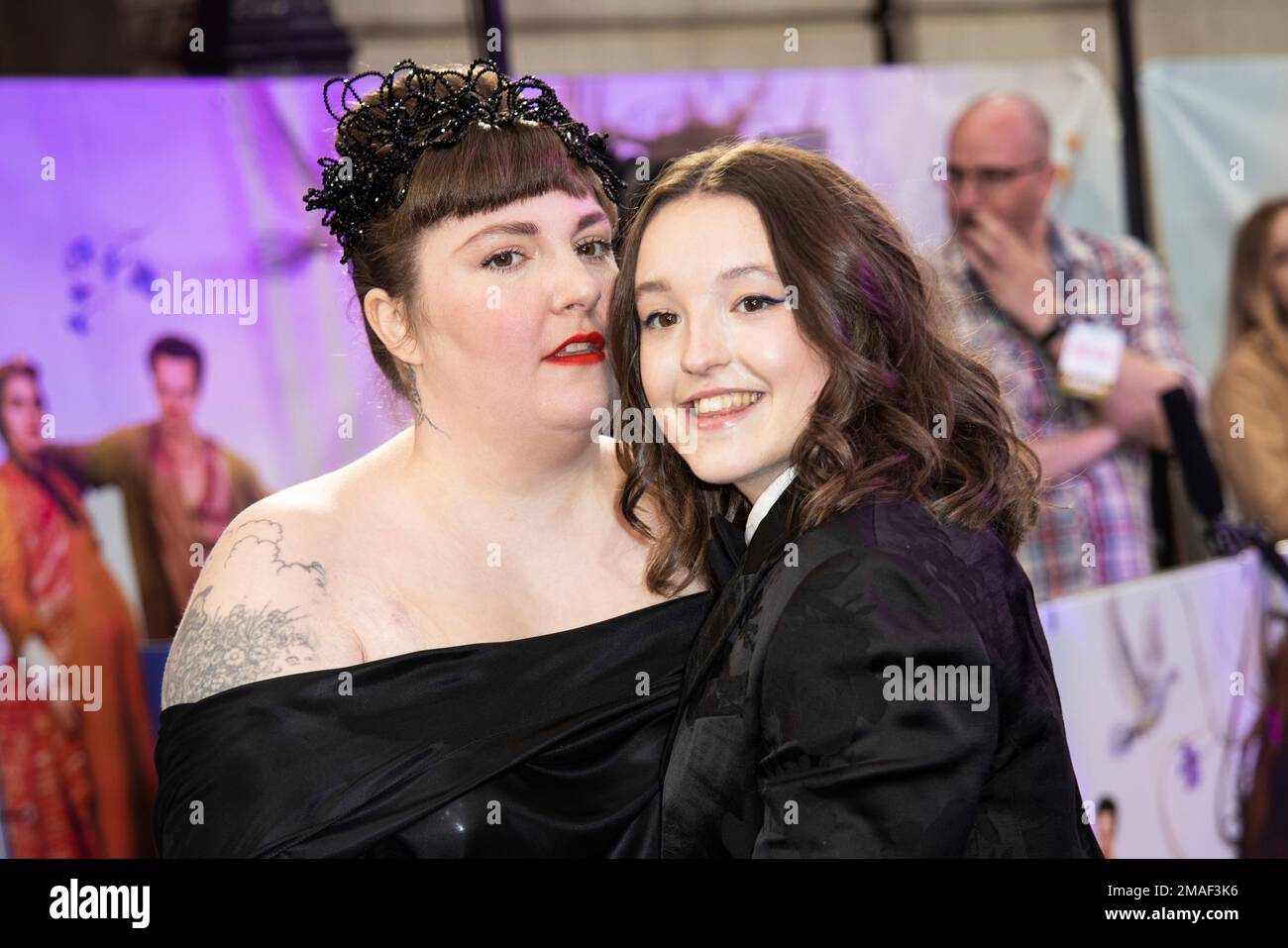 Director Lena Dunham, left, and Bella Ramsey pose for photographers ...