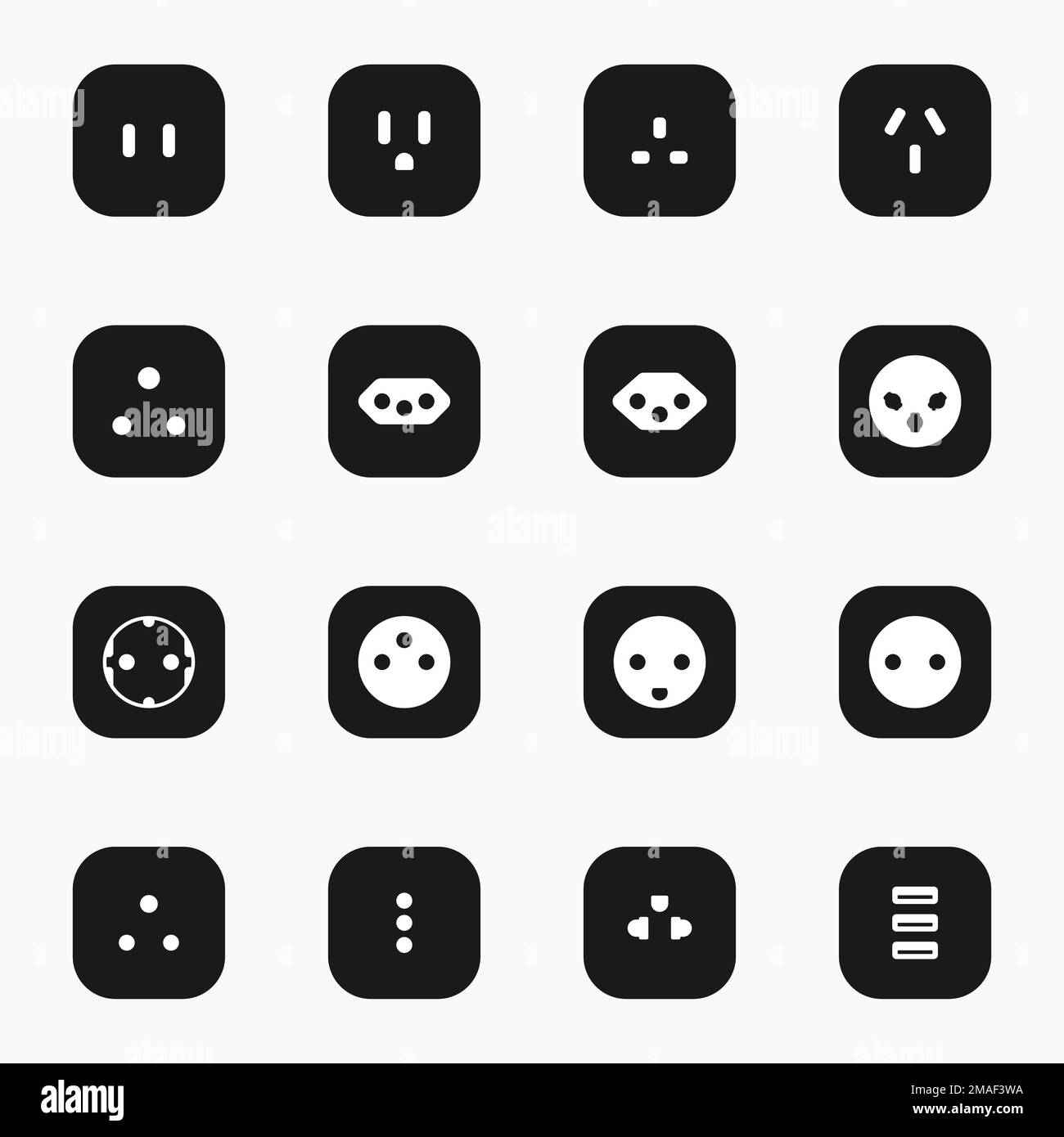 power outlet world standards shape icons set vector flat illustration ...