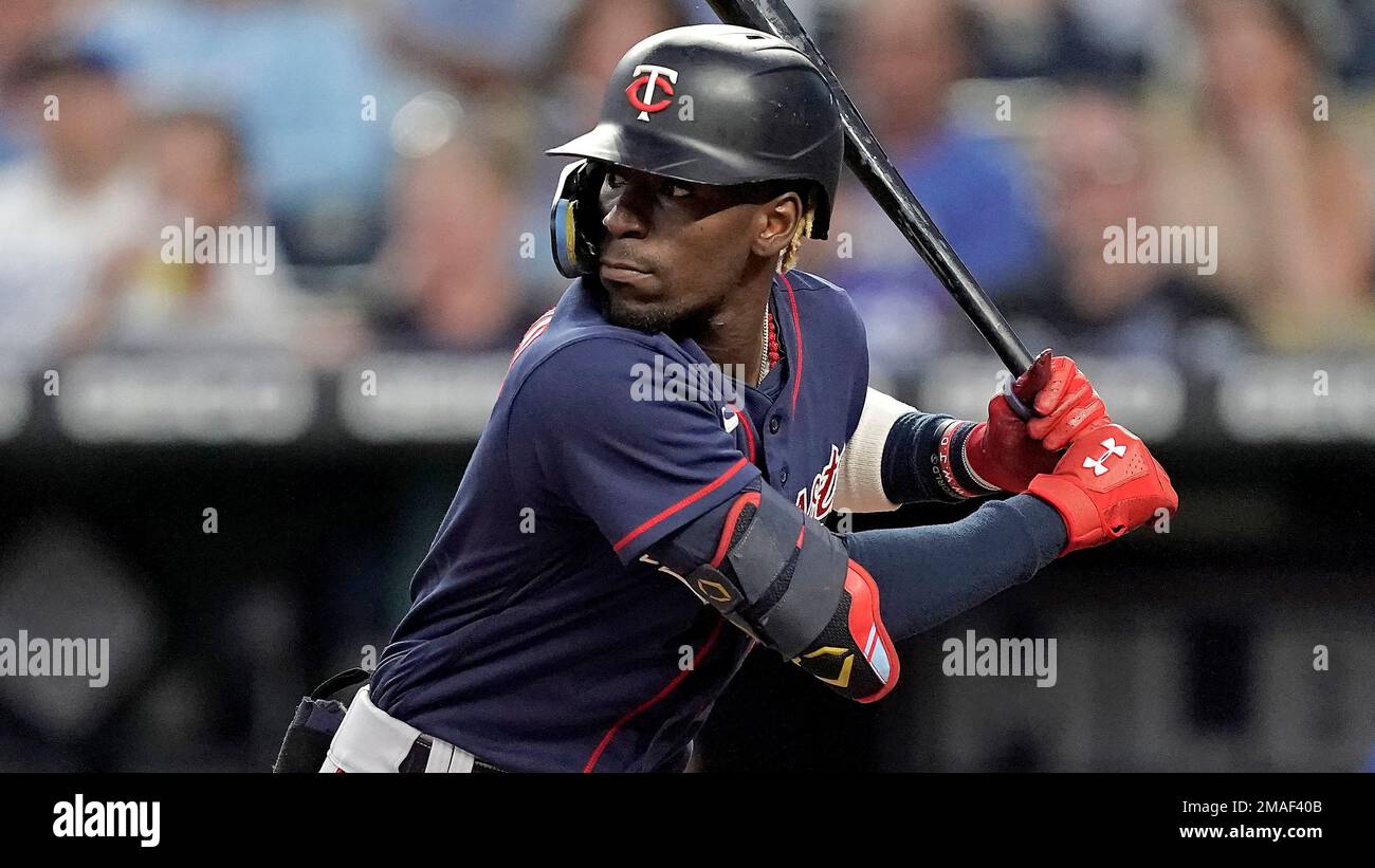 Minnesota Twins' Nick Gordon bats during the first inning of a baseball ...