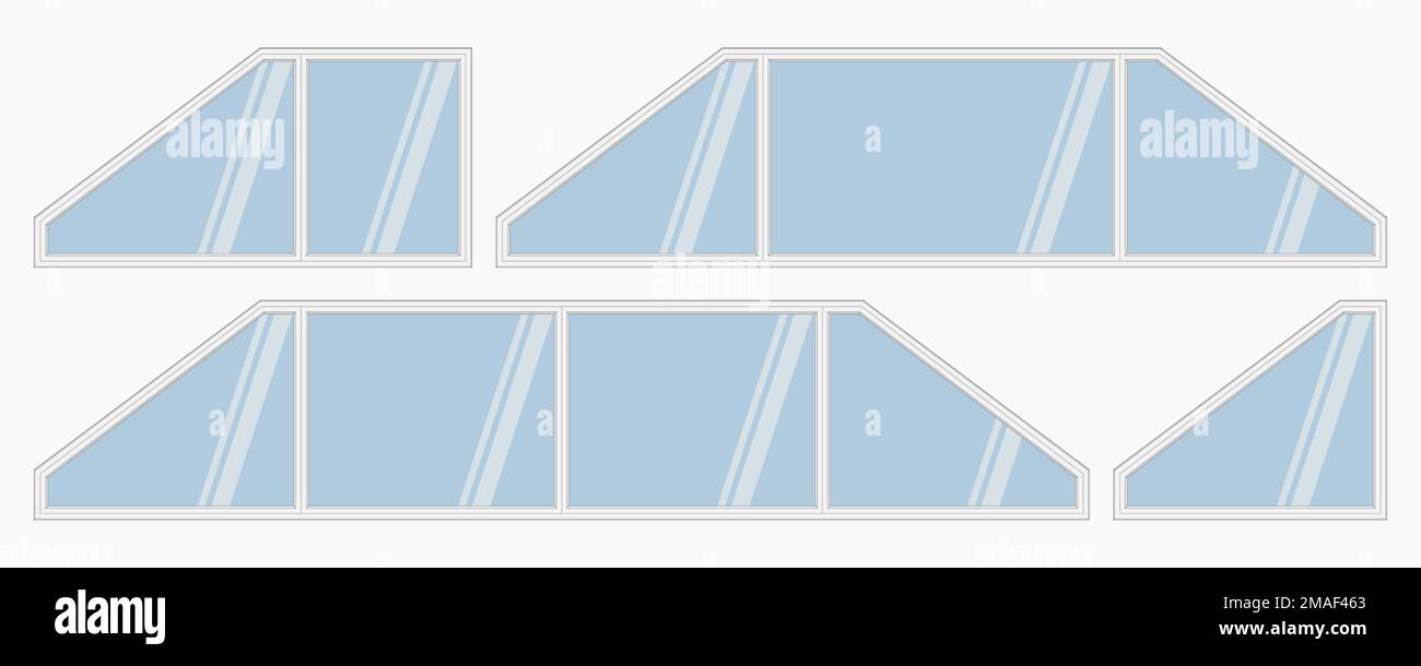 apartment white window frames set isolated vector flat illustration ...
