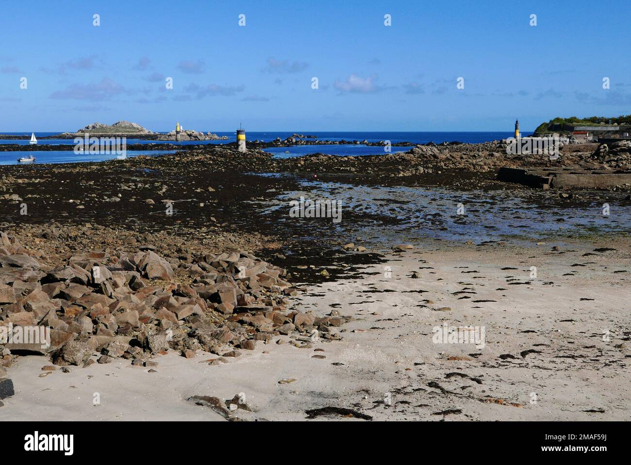 Roscoff, Enez Piqued island; Roch Morvil island , Finistere, Bretagne ...