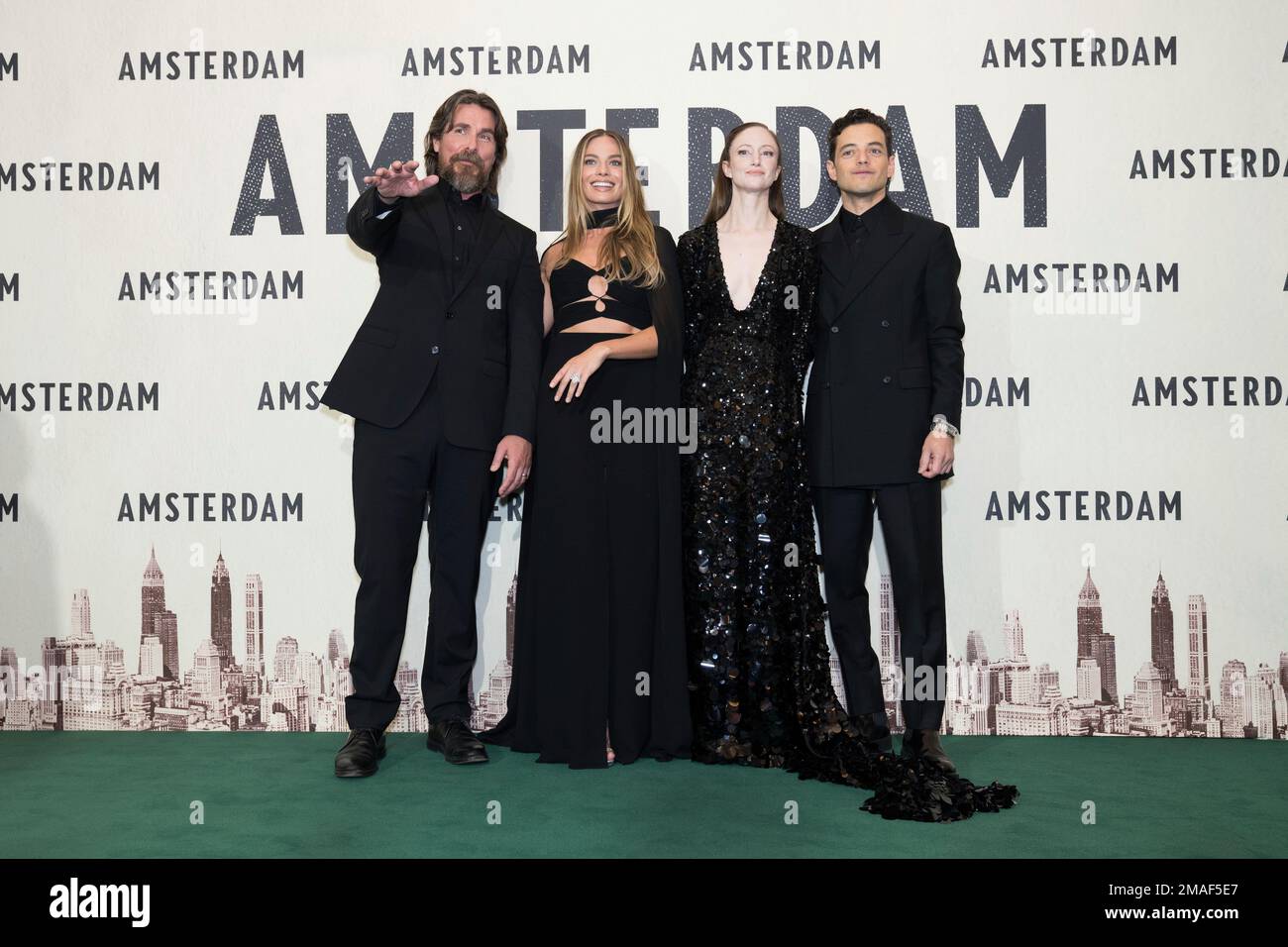 Rami Malek, from right, Andrea Riseborough, Margot Robbie and Christian ...