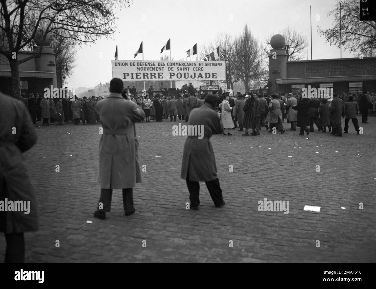 A crowd for Pierre Poujade gathers at the Salle Wagram, Paris, on ...